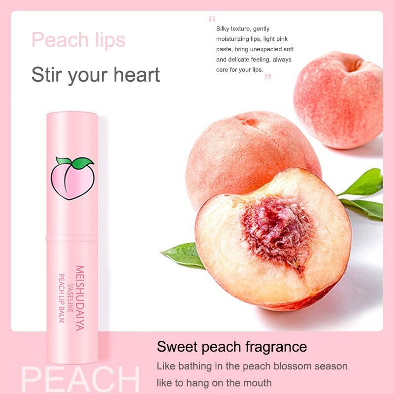 Jual Peach Lip Balm Natural Temperature Lipstik Color Changing Vitamin ...