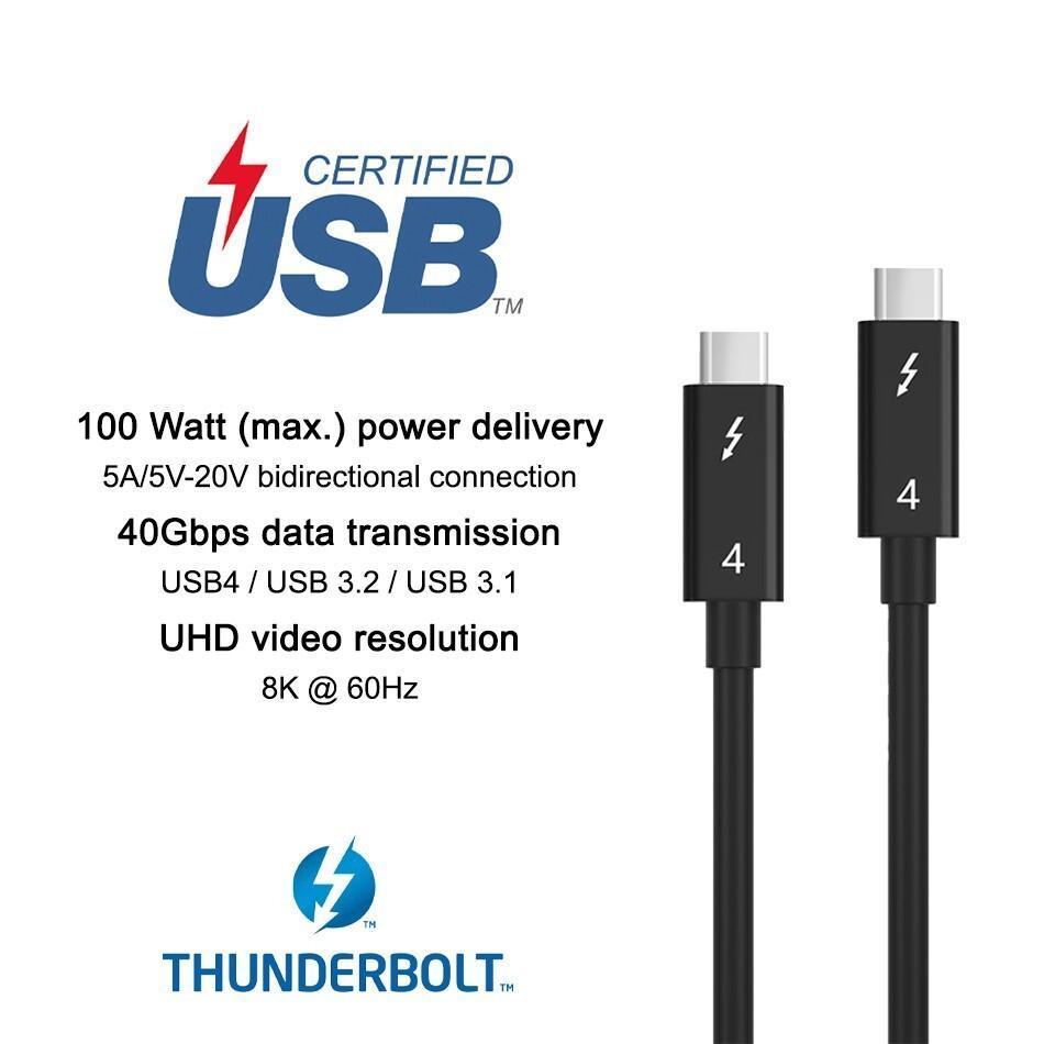 Jual Thunderbolt 4 Cable 1 Meter,40Gbp Thunderbolt Cable, PD100W ...