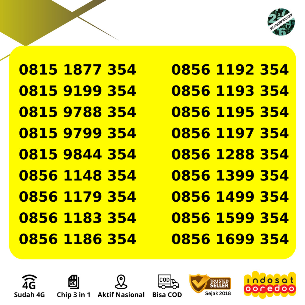 Jual SERI ESA - NOMOR CANTIK INDOSAT 11 DIGIT EKOR 354 (ESA) KUOTA 3GB ...