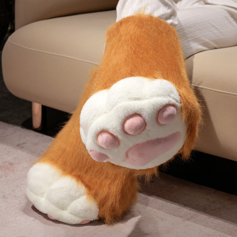 Jual Cute Cartoon Paw Fluffy Slippers For Women Winter Warm Shoes Soft ...