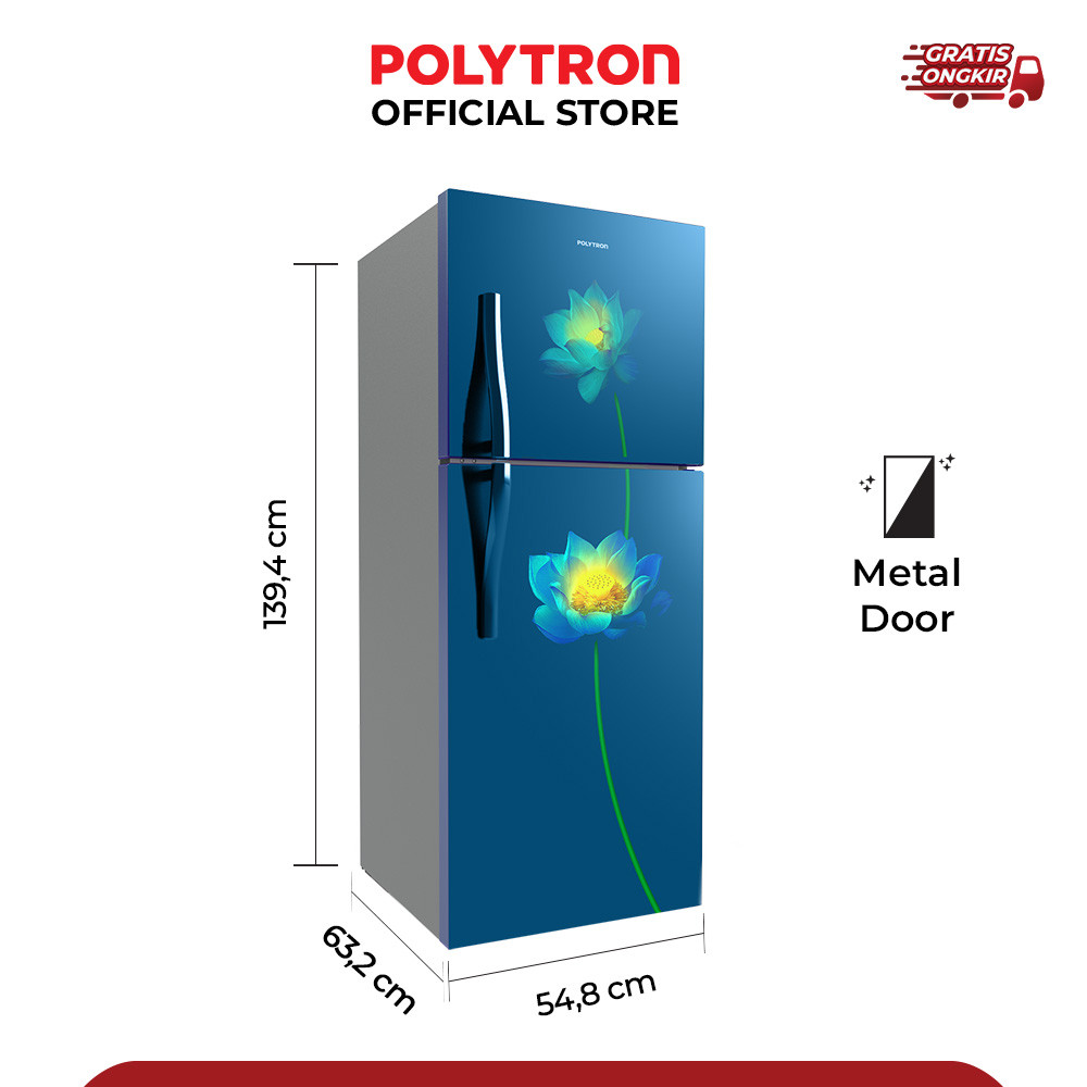 Jual POLYTRON Kulkas 2 Pintu 210L Beauty Steel PRB 217LB | Shopee Indonesia