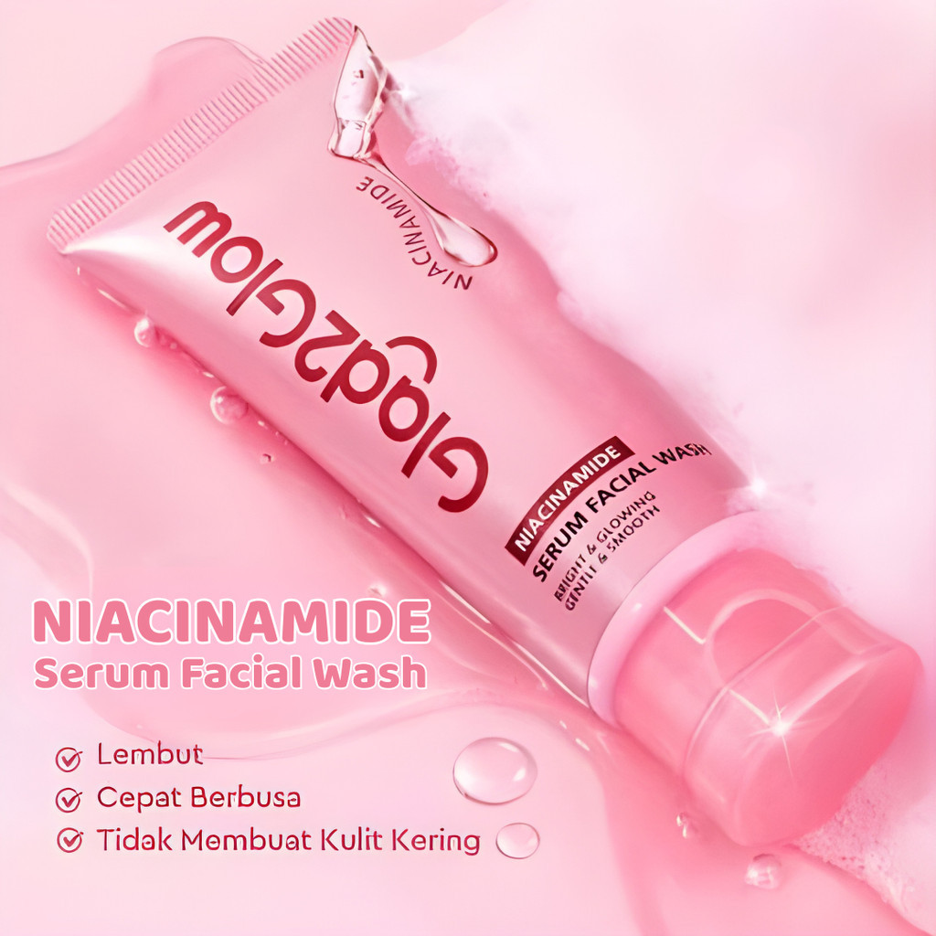 Jual GLAD2GLOW Niacinamide Serum Facial Wash Bright Glowing Sakura ...