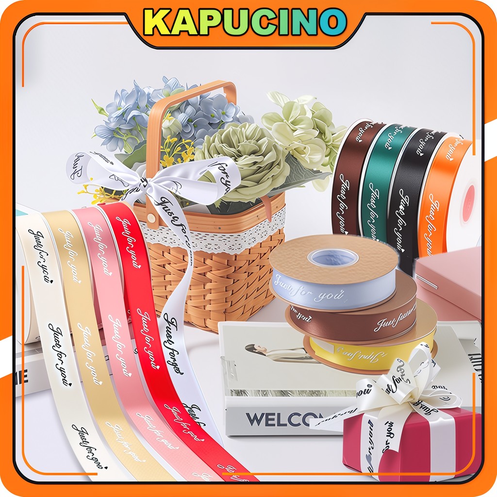 Jual 1Rol 30Yard Pita Satin Just for You /1cm Pita Kado Buket Bunga ...