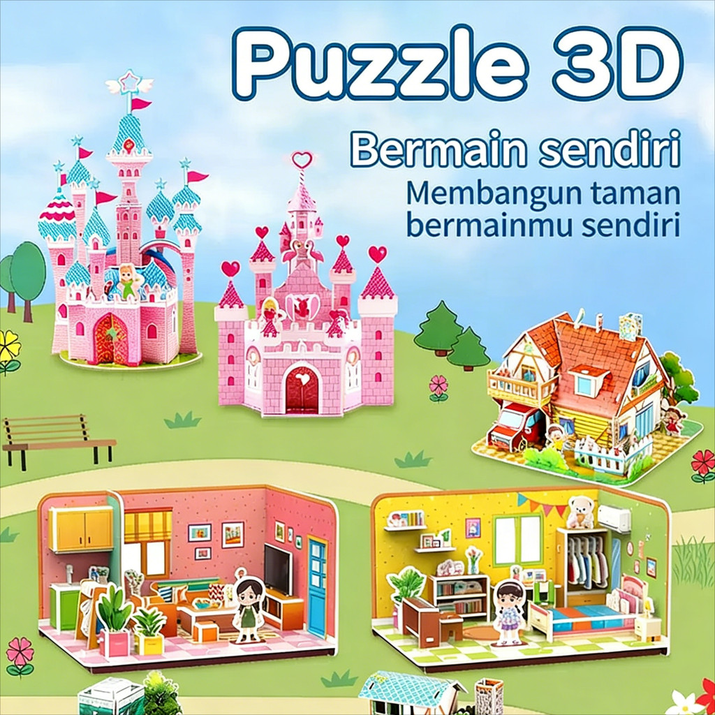 Jual Mainan Rumah Boneka 3D DIY Hadiah Edukatif Anak Puzzle Rakitan ...