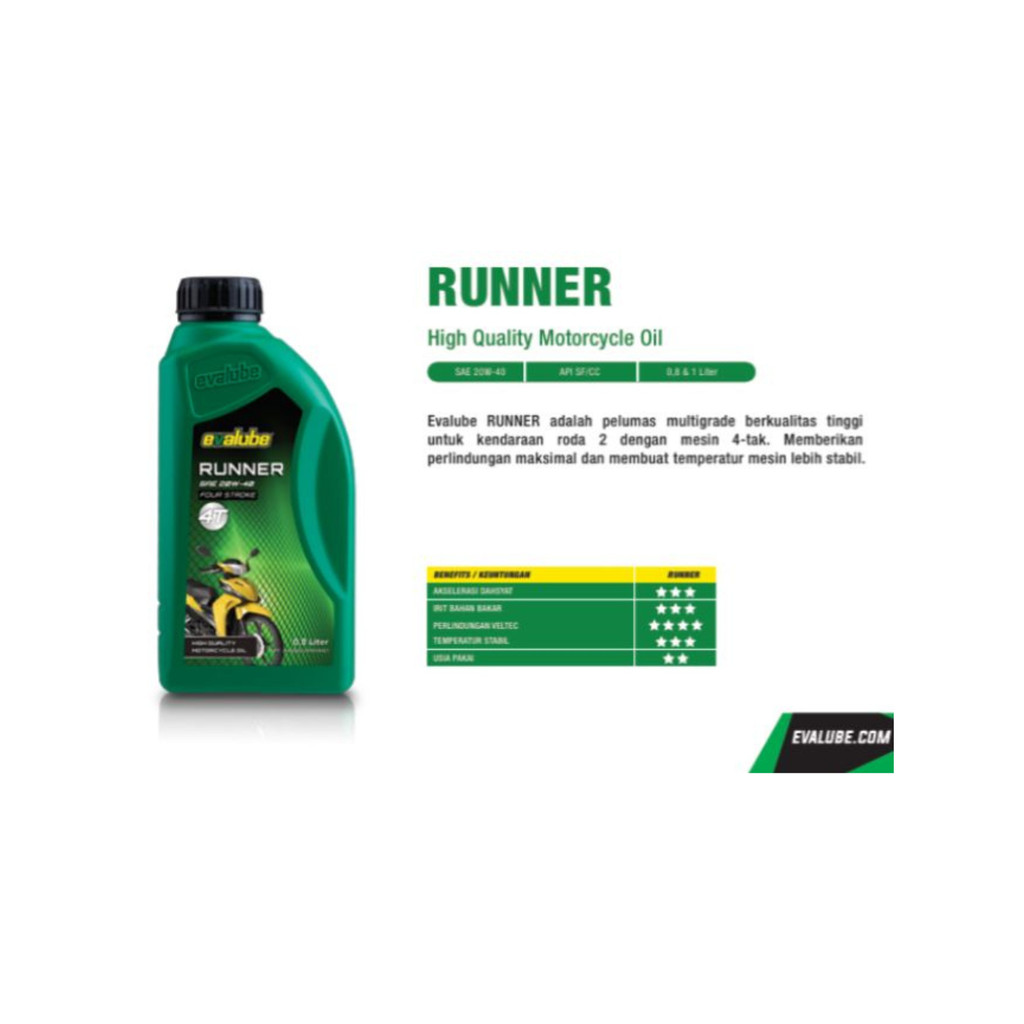 Jual Evalube 4T Runner 20W40 SF/CC 1L | Shopee Indonesia