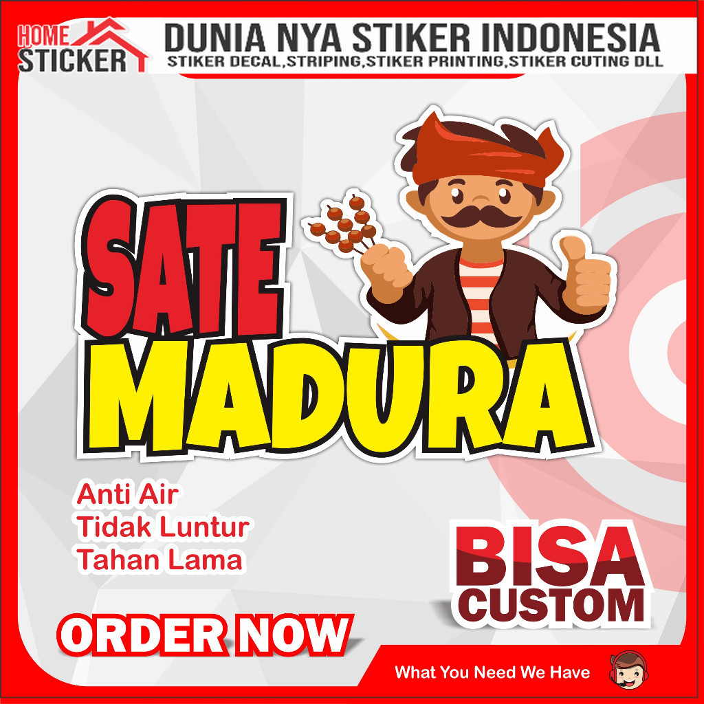 Jual Sticker Gerobak Stiker Etalase Sticker Nama Usaha Sticker Sate ...