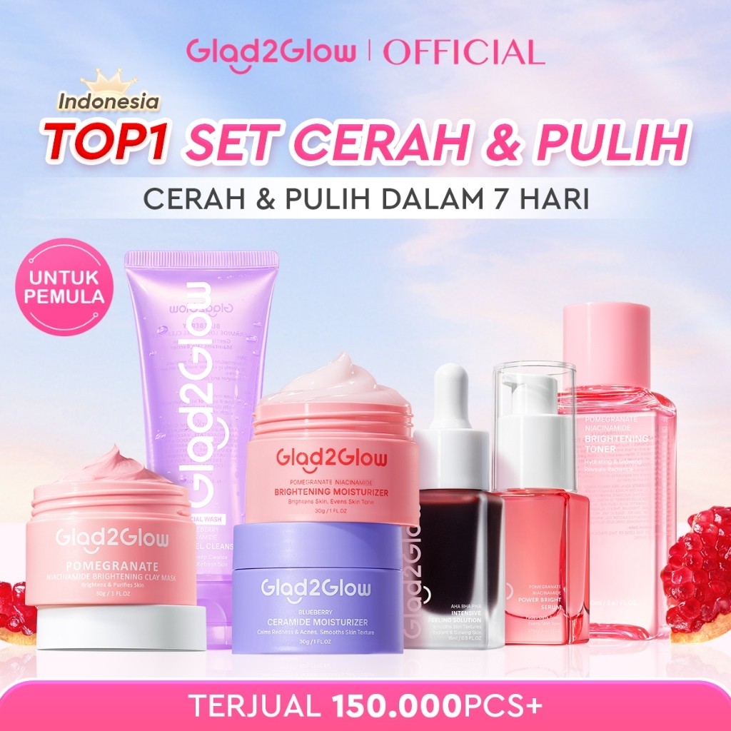 Jual Glad2Glow Cerah&Pulihkan Bundle all in 1 7in1 Glowing skincare ...
