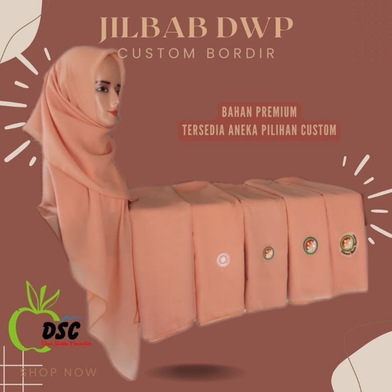 Jual HIJAB JILBAB bordir DWP Dharma Wanita Persatuan/HIJAB logo dwp ...