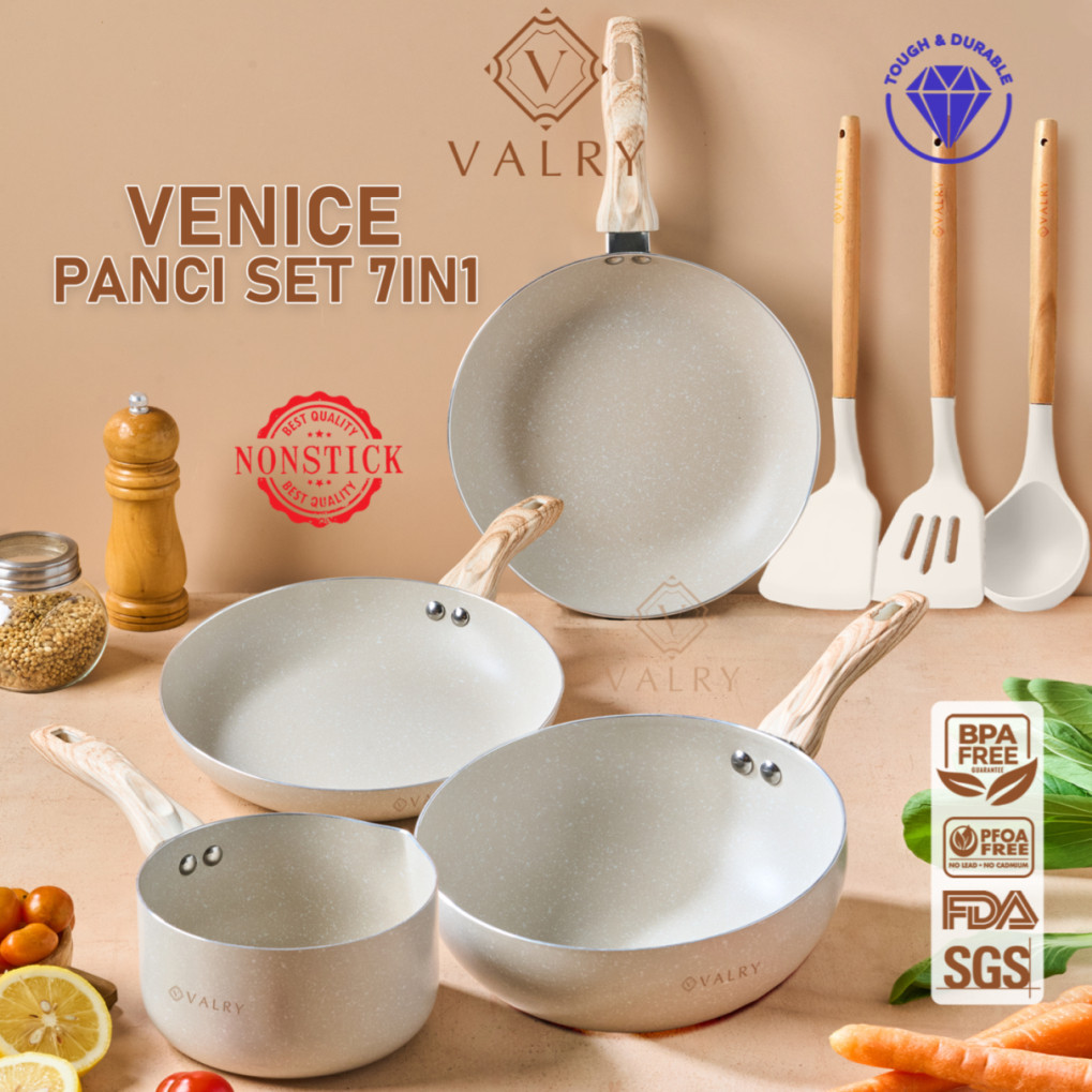 Jual VALRY Panci Set Venice 7Pcs Wajan Set Saucepan Frypan Wok Pan ...