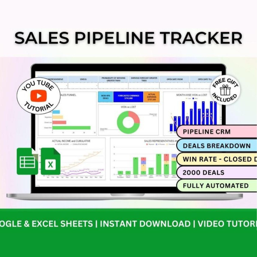 Jual Sales Pipeline Tracker Spreadsheet Excel | Sales Pipeline ...