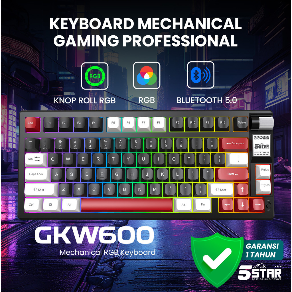 Jual 5Star Keyboard Gaming Triple Mode Mechanical Red Switch RGB 79 ...