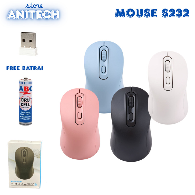 Jual Mouse Wireless ANITECH S232 Free Baterai Desain Ergonomis Klik ...