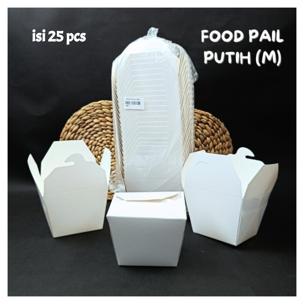 Jual Food Pail Size M L Putih Coklat isi 25 Rice Box Kertas Paper Lunch ...