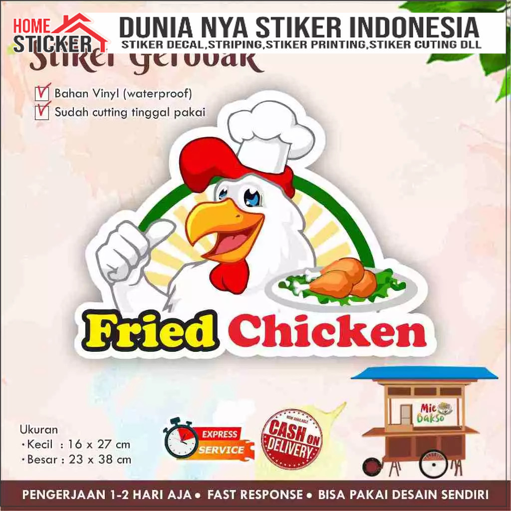 Jual Sticker Kaca Gerobak Vinyl Fried Chicken / Label Makanan | Shopee ...
