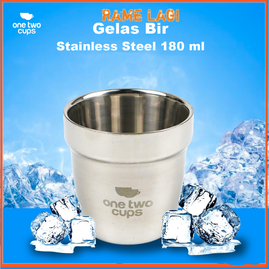 Jual One Two Cups Gelas Stainless Steel Korea Single Wall Glass 180ml ...