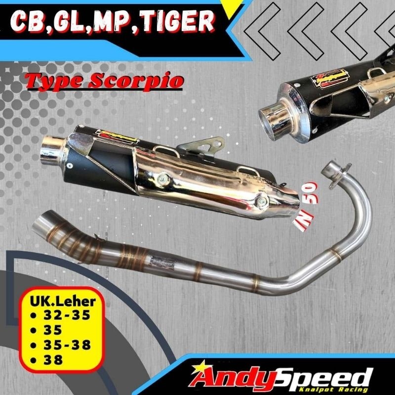 Jual knalpot model scorpio leher stainless untuk megapro gl cb tiger ...