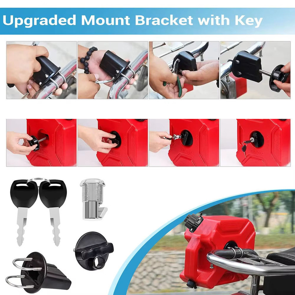 Jual New Safe Lock Motorcycle 5L Plastic Cans Gas Fuel Tank Emergency ...