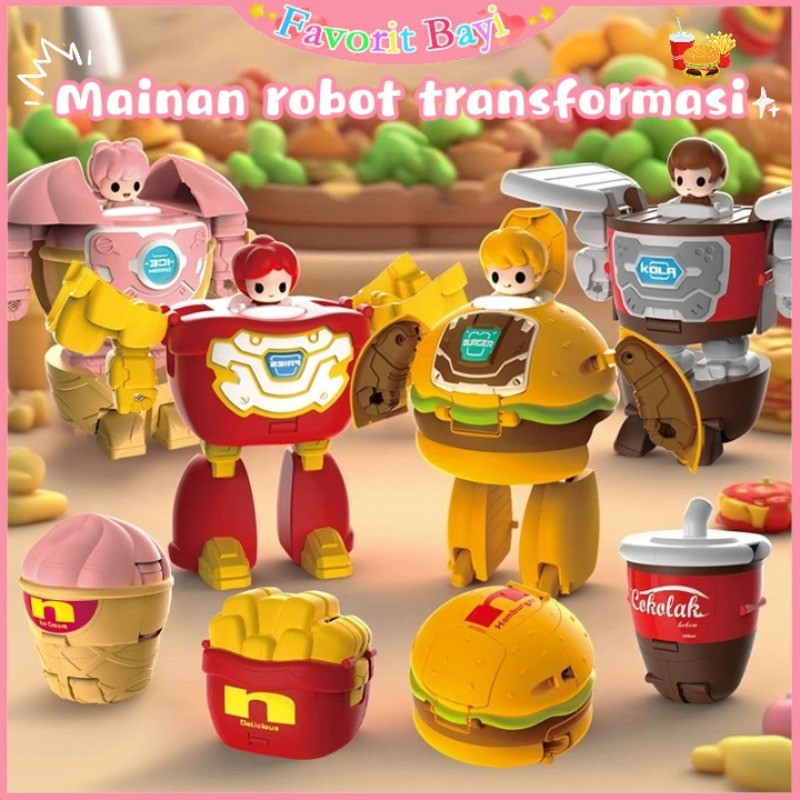 Jual Robot Transformasi Hamburger / Robot Transformer DIY / Mainan ...