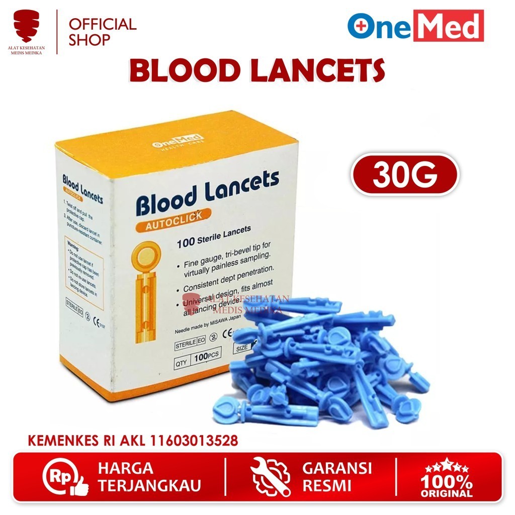 Jual Onemed Blood Lancet Autoclick 30G Jarum Ambil Darah Bekam 30 G Isi ...