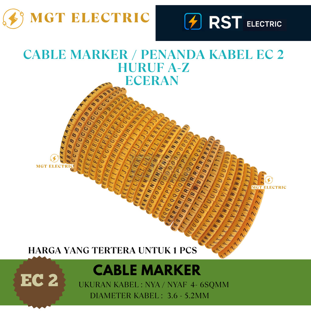 Jual Marker Kabel EC-2 HURUF A - Z / Cable Marker EC2 HURUF A-Z / KABEL ...