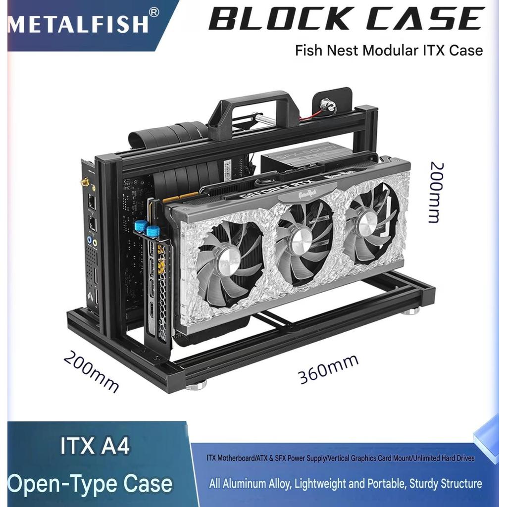 Jual METALFISH ITX A4 Block Case Open Frame Aluminium Casing PC Mini ...
