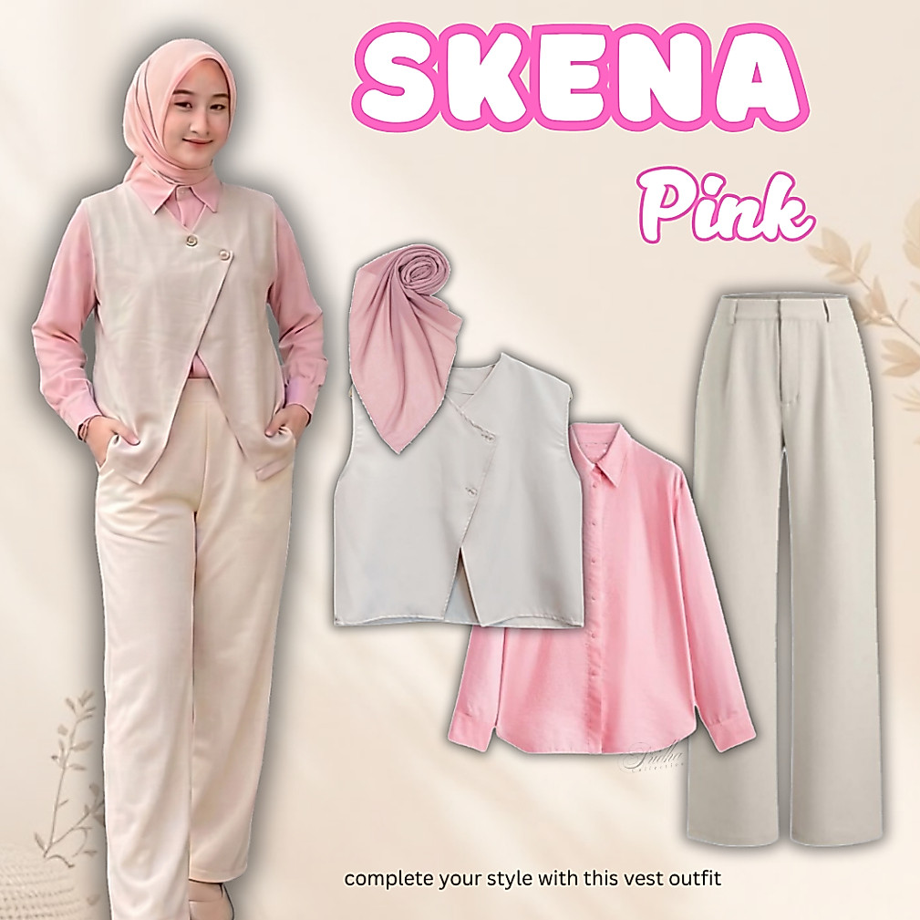 Jual Outfit Skena Wanita 1 Set ( Vest Crop + Kemeja + Celana Jennie ...