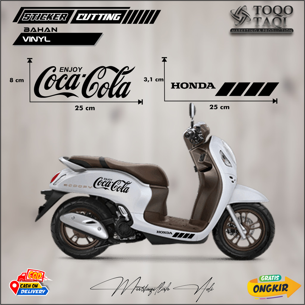 Jual CUTTING STICKER TULISAN COCACOLA STIKER BODY MOTOR MATIC SCOOPY ...