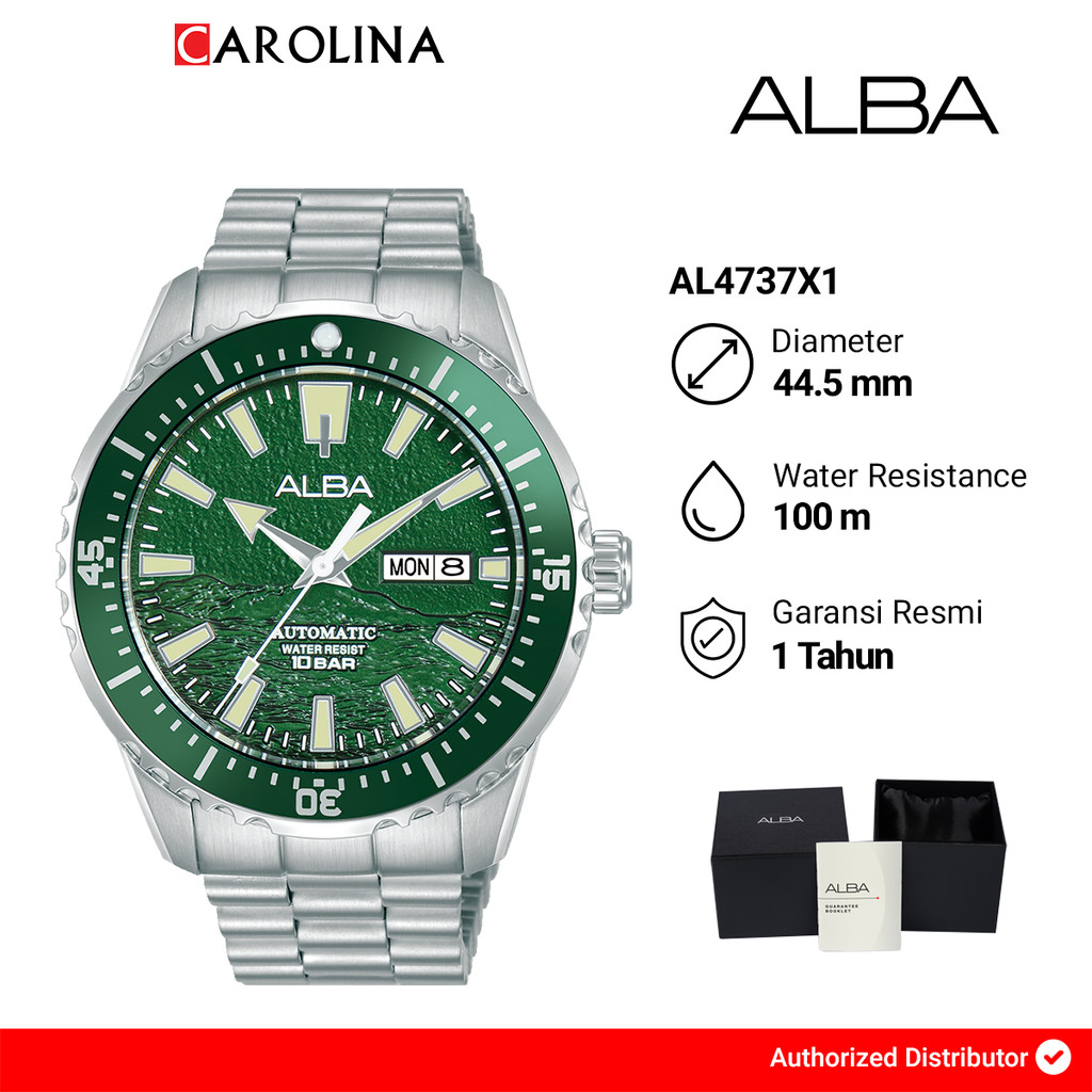Jual Jam Tangan Pria ALBA Mechanical AL4737X1 Automatic Green Dial ...