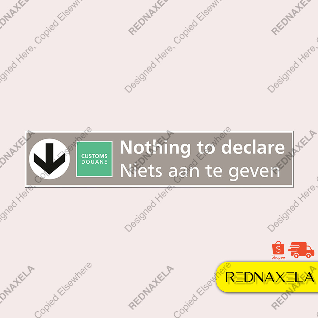 Jual Stiker Vinyl Airport Sign Customs Nothing To Declare Stiker Koper ...