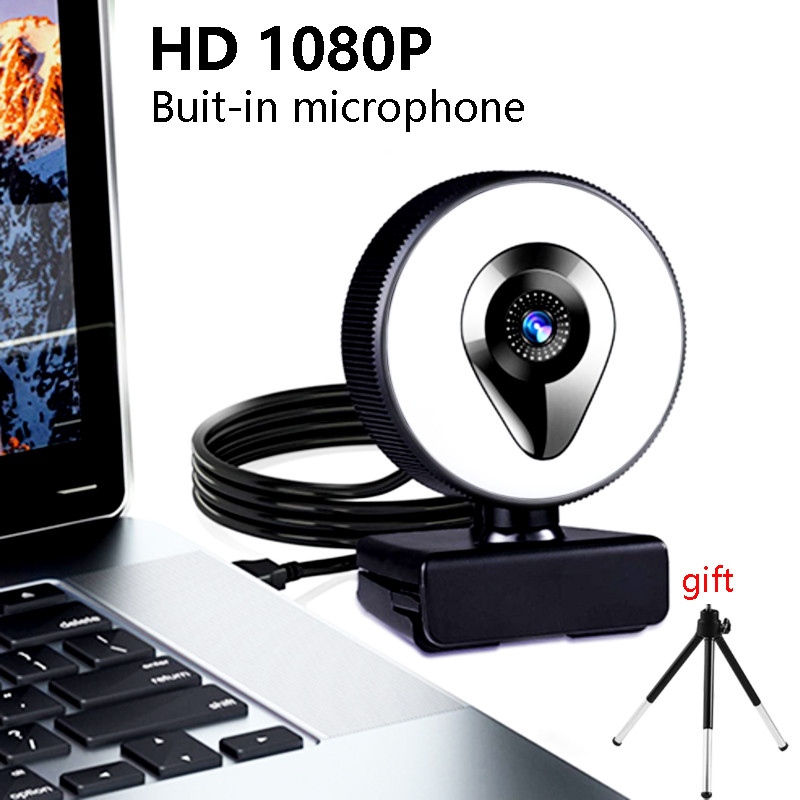 Jual Live Stream Web Cam Full HD 1080P LED Fill Light Webcam With ...