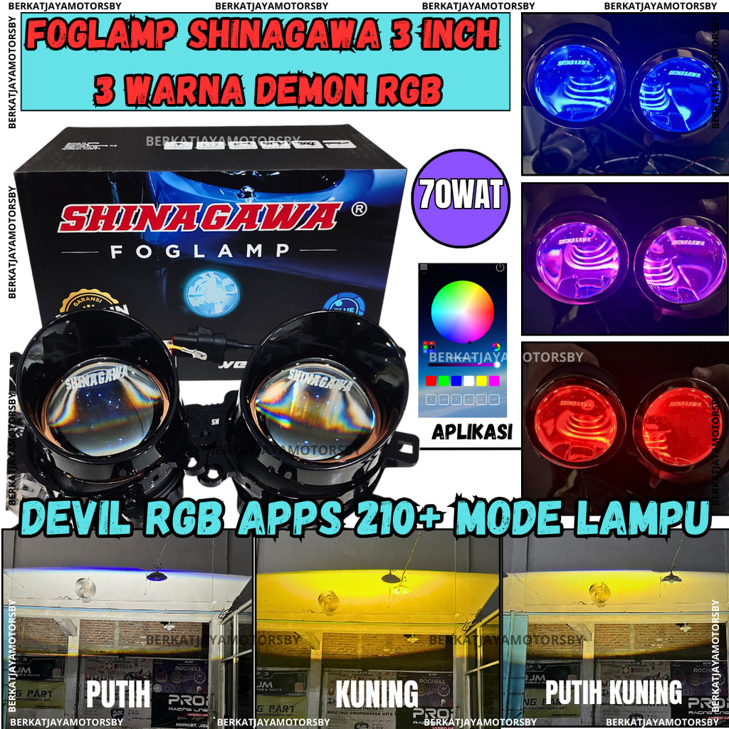 Jual LAMPU FOGLAMP PROJECTOR PROJIE BILED SHINAGAWA BLUE LENS 3 WARNA ...