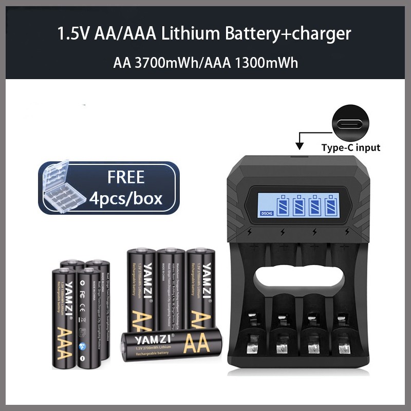 Jual Baterai Lithium Isi Ulang YAMZI 1.5V AA 3700 mWh atau AAA 1300 mWh ...