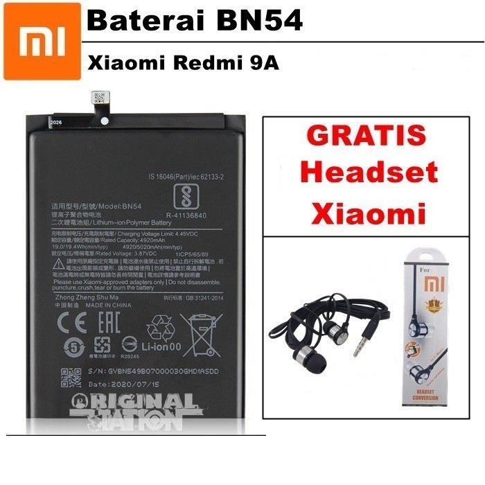 Jual Baterai Xiaomi BN54 Battery Xiaomi Redmi 9A (5020 mAh) Oryginal ...