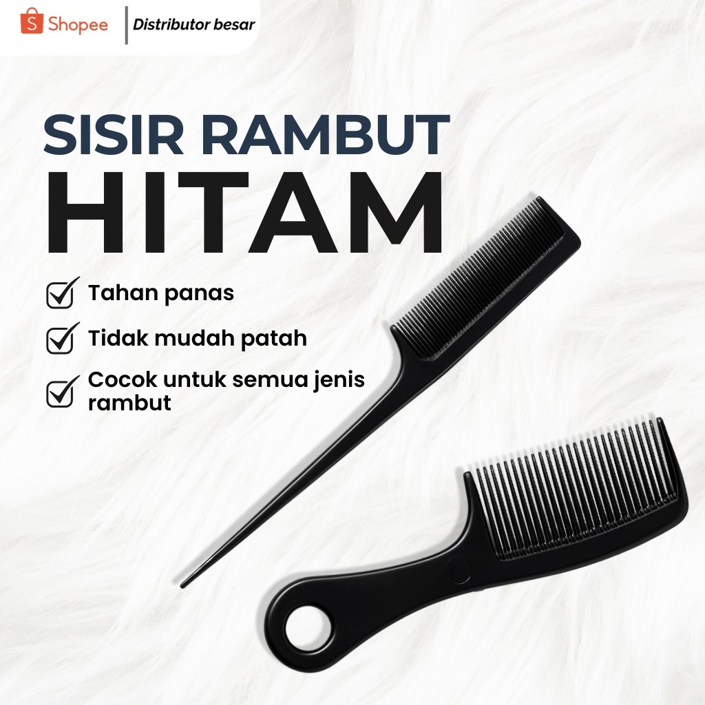Jual Alat Sisir Rambut Hitam Polos 1 Set Isi 2 Stylish Praktis Plastik ...