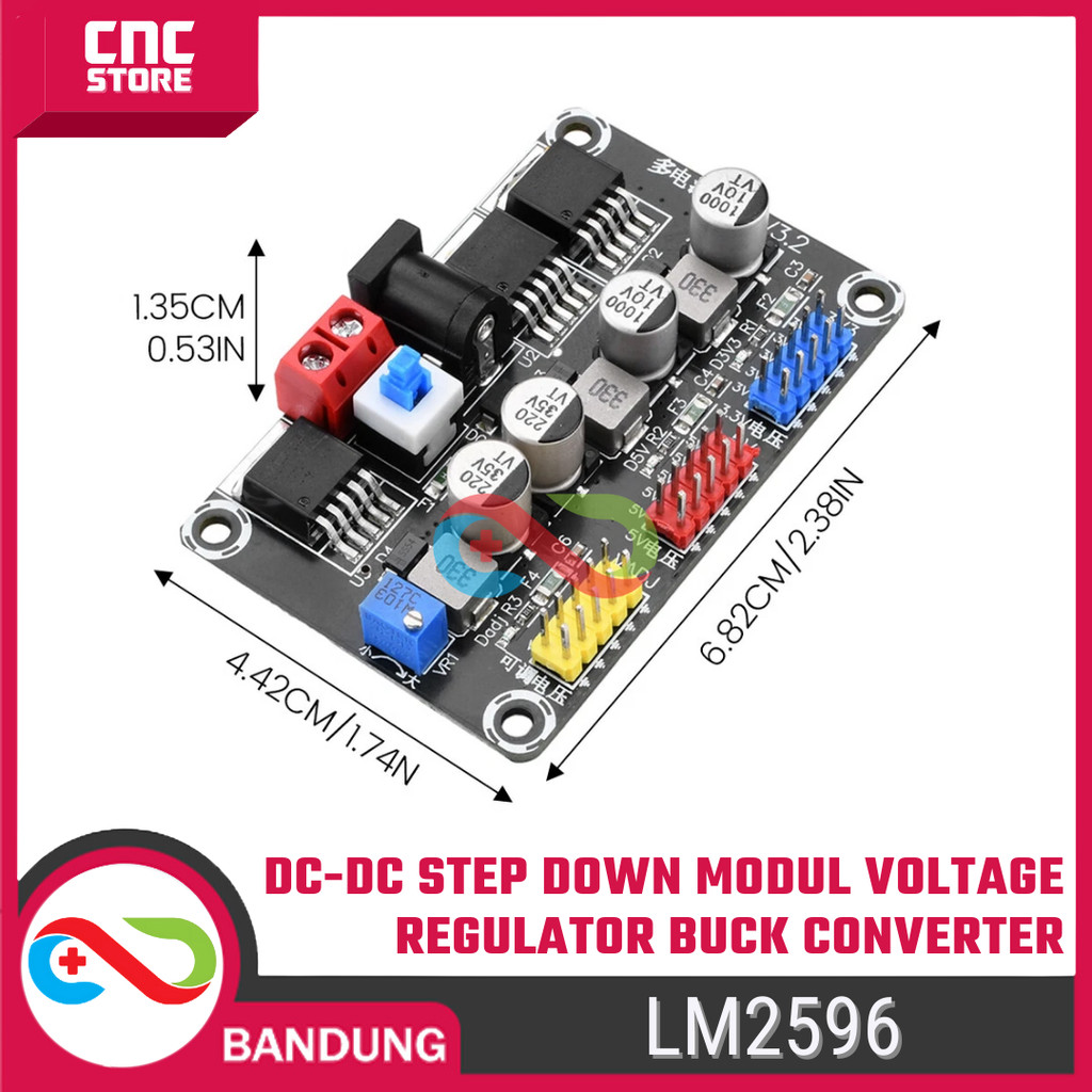 Jual DC-DC Step Down LM2596 Adjustable 7-25V ke 3.3V/5V | Modul Voltage ...