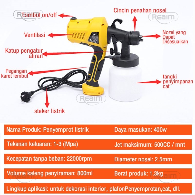 Jual Paint Sprayer Listrik 800ML 400W Alat Semprot Cat Tembok Portable ...