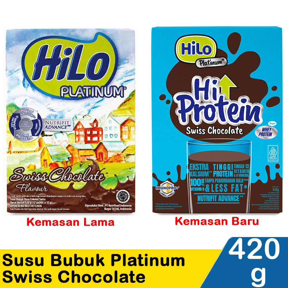 Jual HILO SUSU BUBUK HI-CALCIUM PLATINUM SWISS CHOCOLATE 420g | Shopee ...