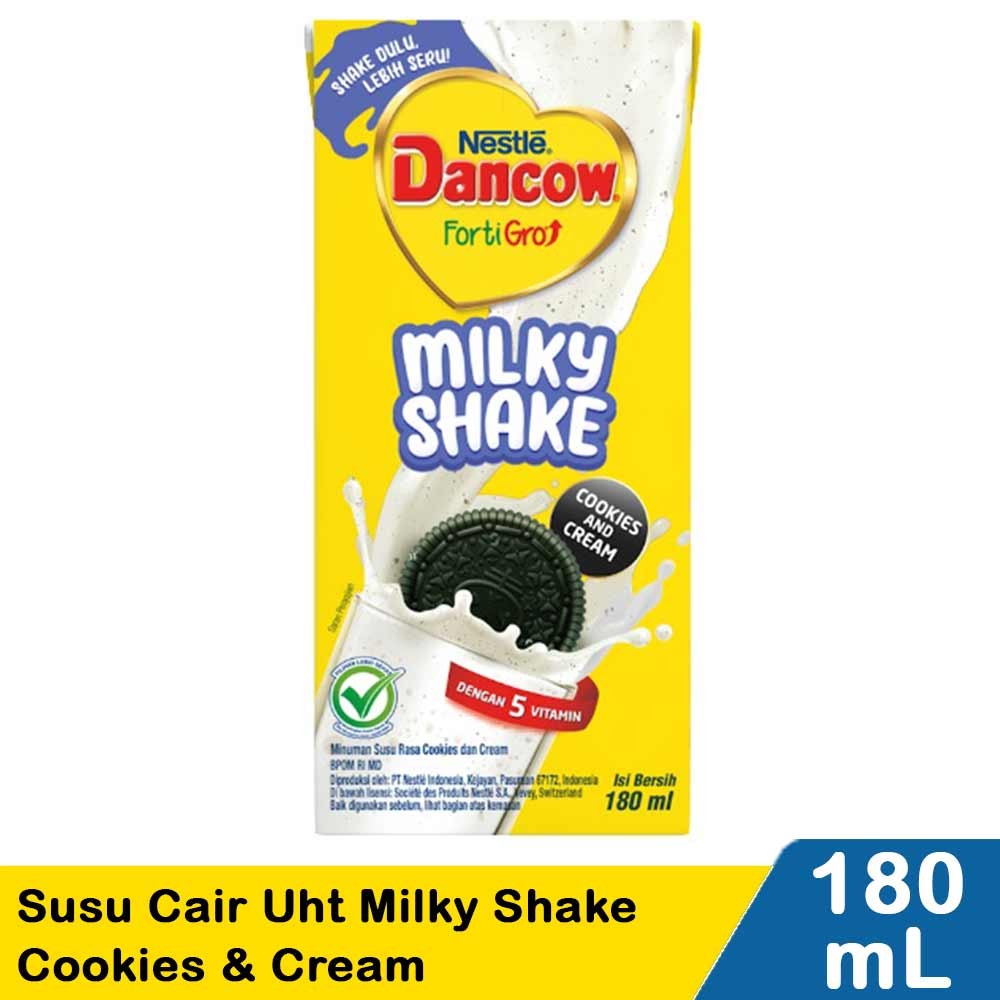 Jual DANCOW SUSU CAIR UHT MILKY SHAKE COOKIES & CREAM 180mL | Shopee ...