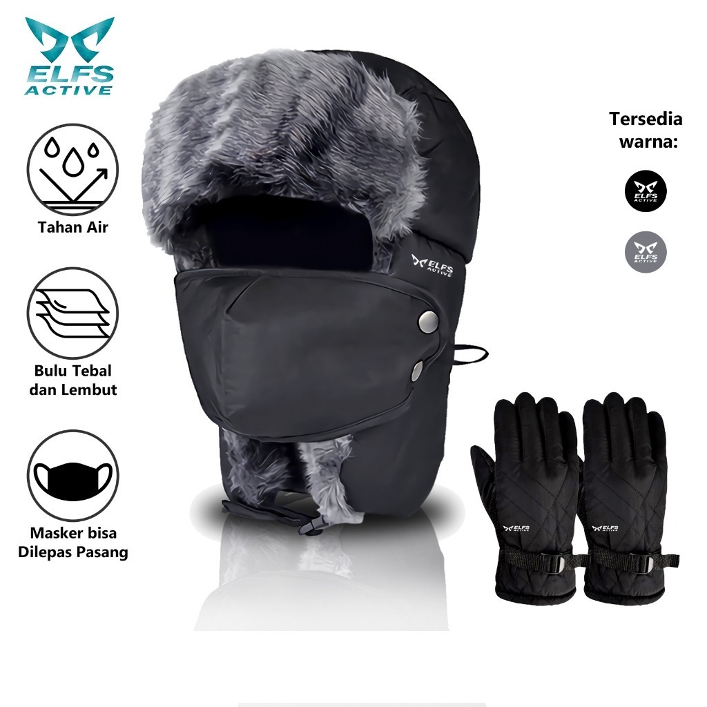 Jual UME.SHOP ELFS ACTIVE BUNDLE Topi Ushanka Russian Topi Bomber 3in1 ...