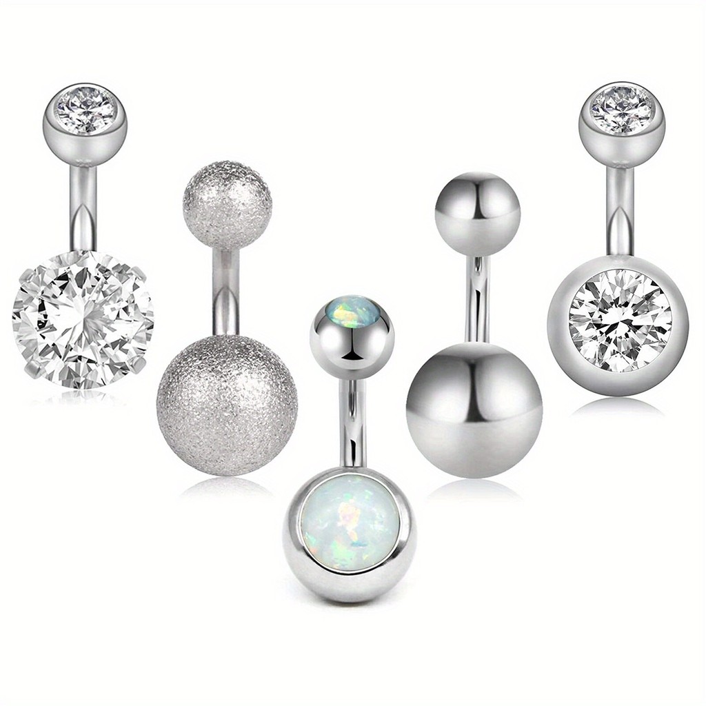 Jual 5pcs Short Belly Button Rings, 6mm Bar Length Stainless Steel 14G ...