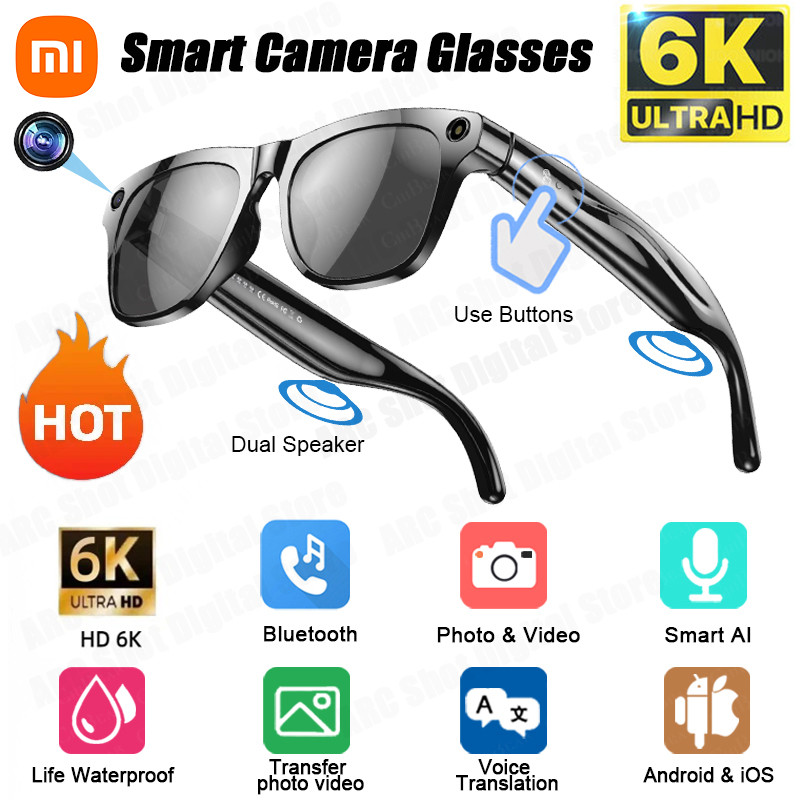 Jual Xiaomi Smart Al Camera Glasses 6K Wearable Sports Camera Glasses ...