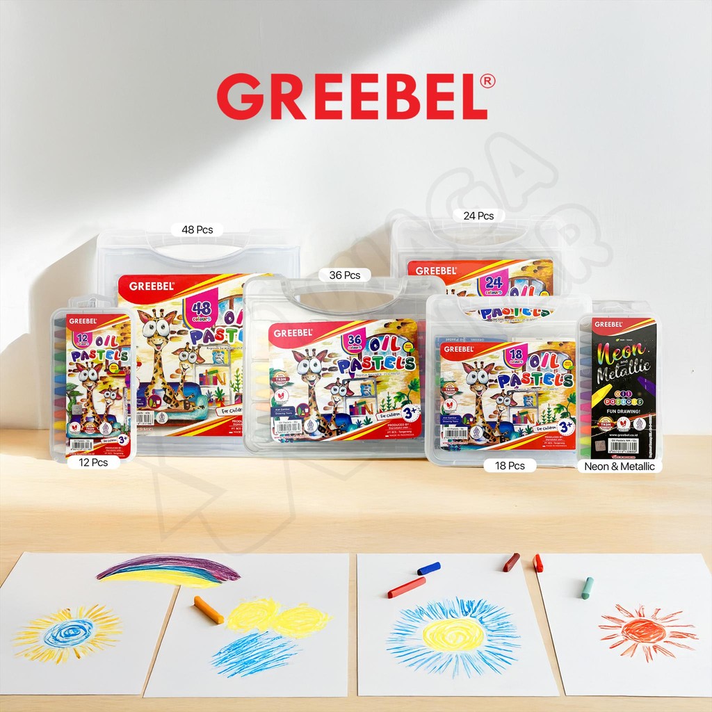 Jual NA GREEBEL Crayon Krayon Oil Pastel 12 18 24 36 48 Warna / Neon ...