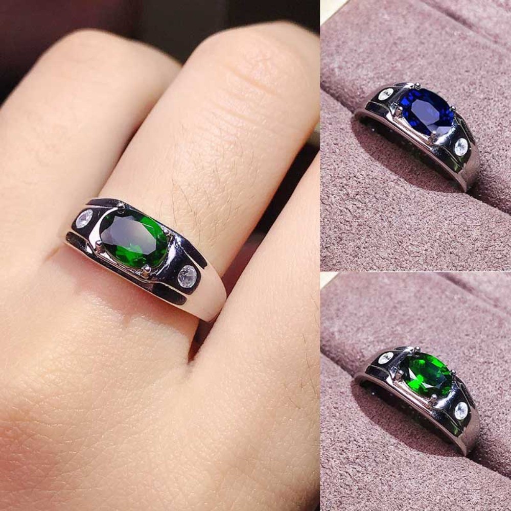 Jual Elips Biru Hijau Permata Kristal Pria Baja Titanium Fashion ...