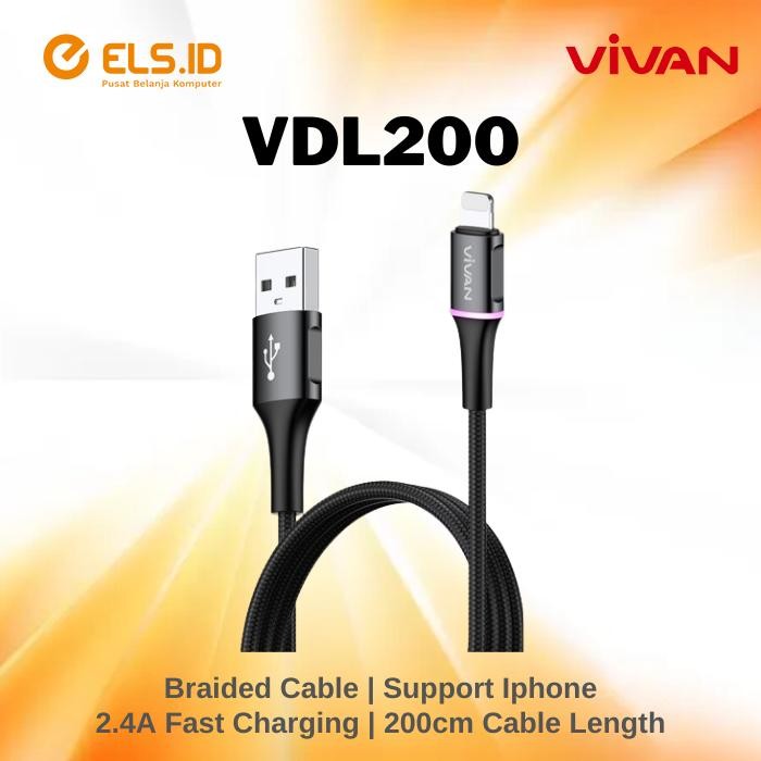 Jual Vivan VDL200 Kabel USB Iphone Lightning 2.4A Fast Charging ...