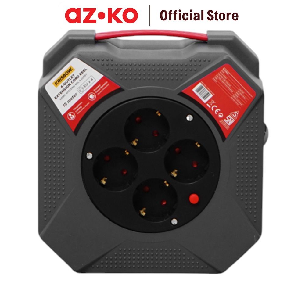 Jual AZKO Krisbow 15 mtr Kabel Roll - Abu-Abu Extension Cable Kabel ...