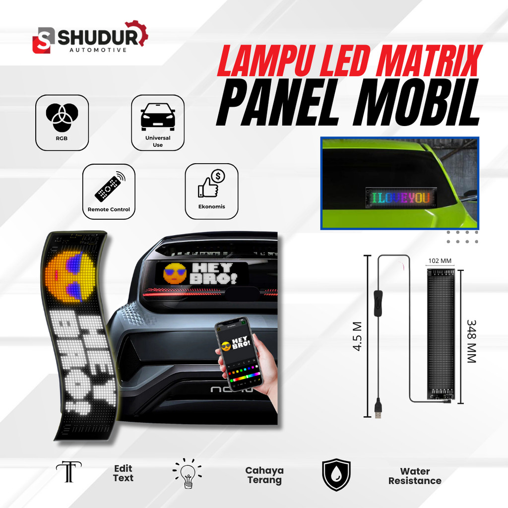 Jual LED Matrix Panel Custom Serta Flexible Tulisan USB Bluetooth Layar ...