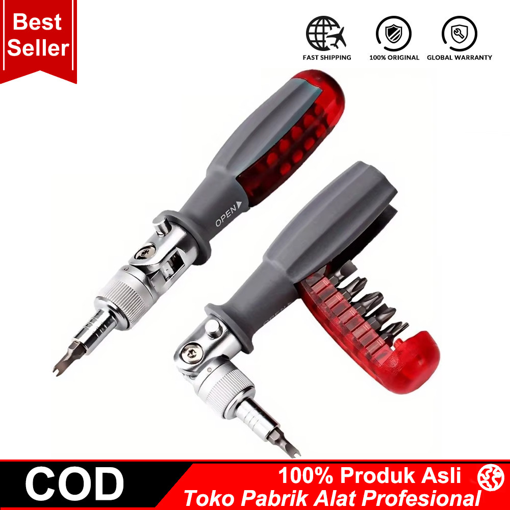 Jual Set Obeng Multifungsi 11 in 1 Ratchet dengan Kepala Obeng Ganda ...