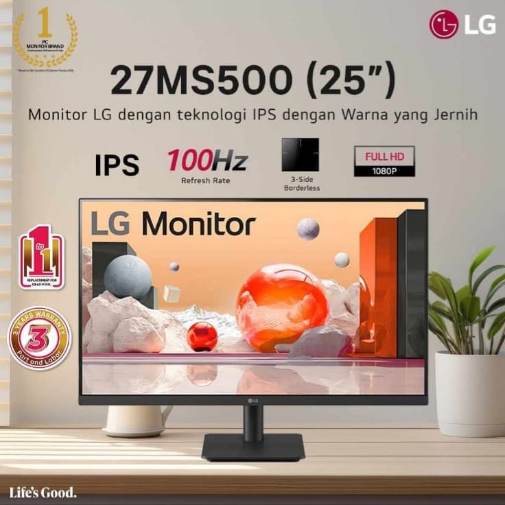 Jual LG 27MS500-B 27MS500 B 27" inch FHD IPS 100Hz 5ms 2xHDMI VESA ...