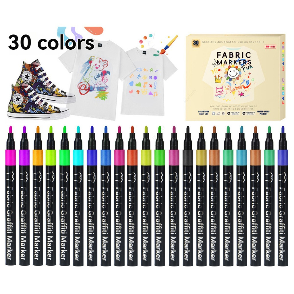 Jual 6-30 Colors Fabric Markers Pen Waterproof Permanent Fabric Textile ...