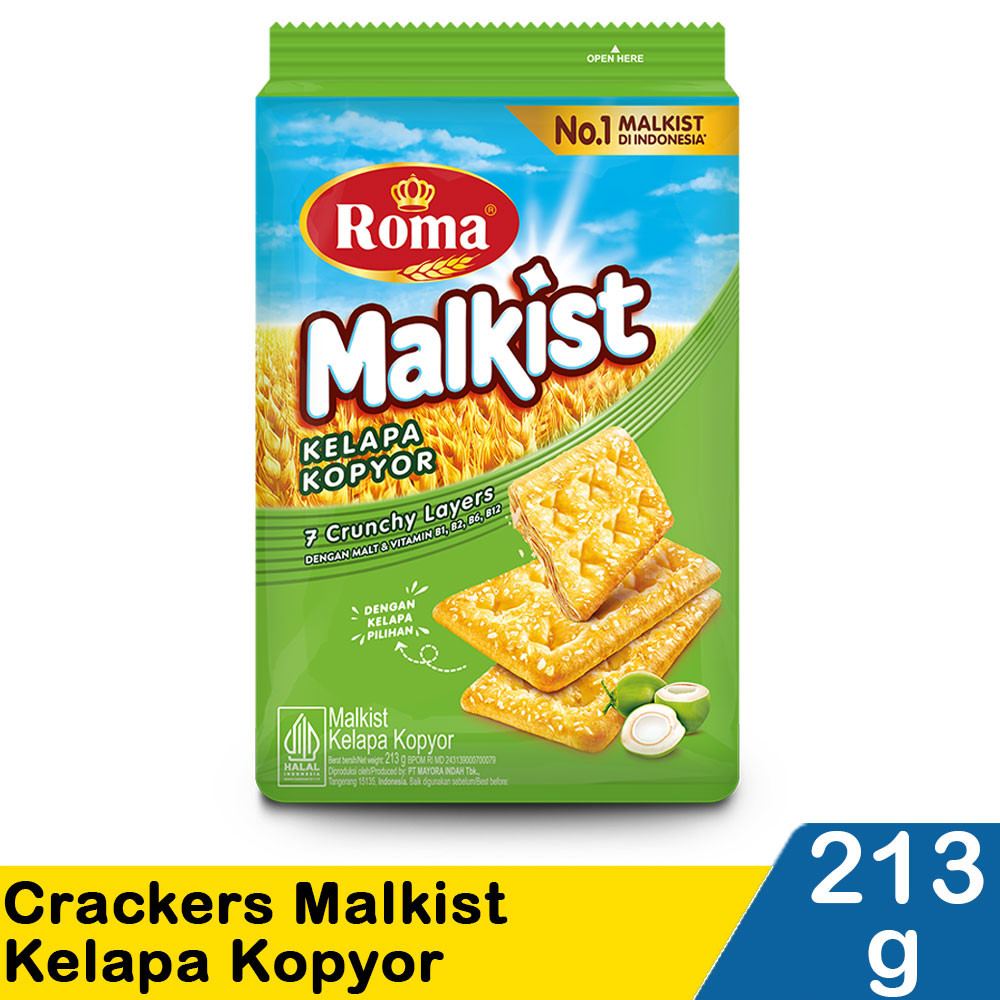 Jual ROMA CRACKERS MALKIST KELAPA KOPYOR 224g | Shopee Indonesia